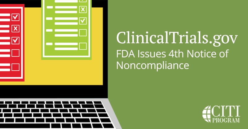 FDA Issues 4th Notice of Noncompliance with ClinicalTrials.gov