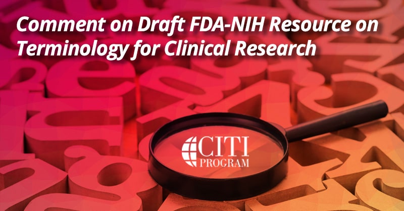 Comment: Draft FDA-NIH Resource on Terminology for Clinical Research